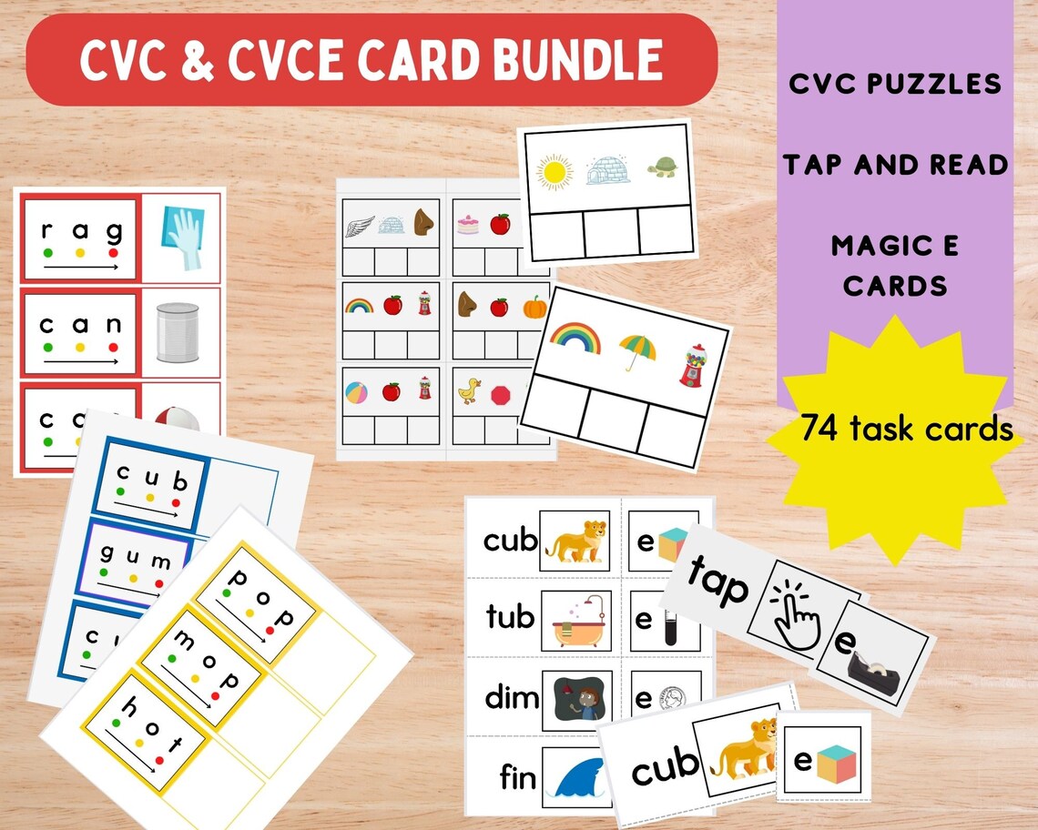 CVC and Cvce Printable Phonics Bundle for Kindergarten and 1st Grade ...