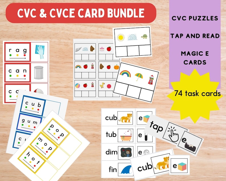 CVC and Cvce Printable Phonics Bundle- for Kindergarten and 1st Grade ...