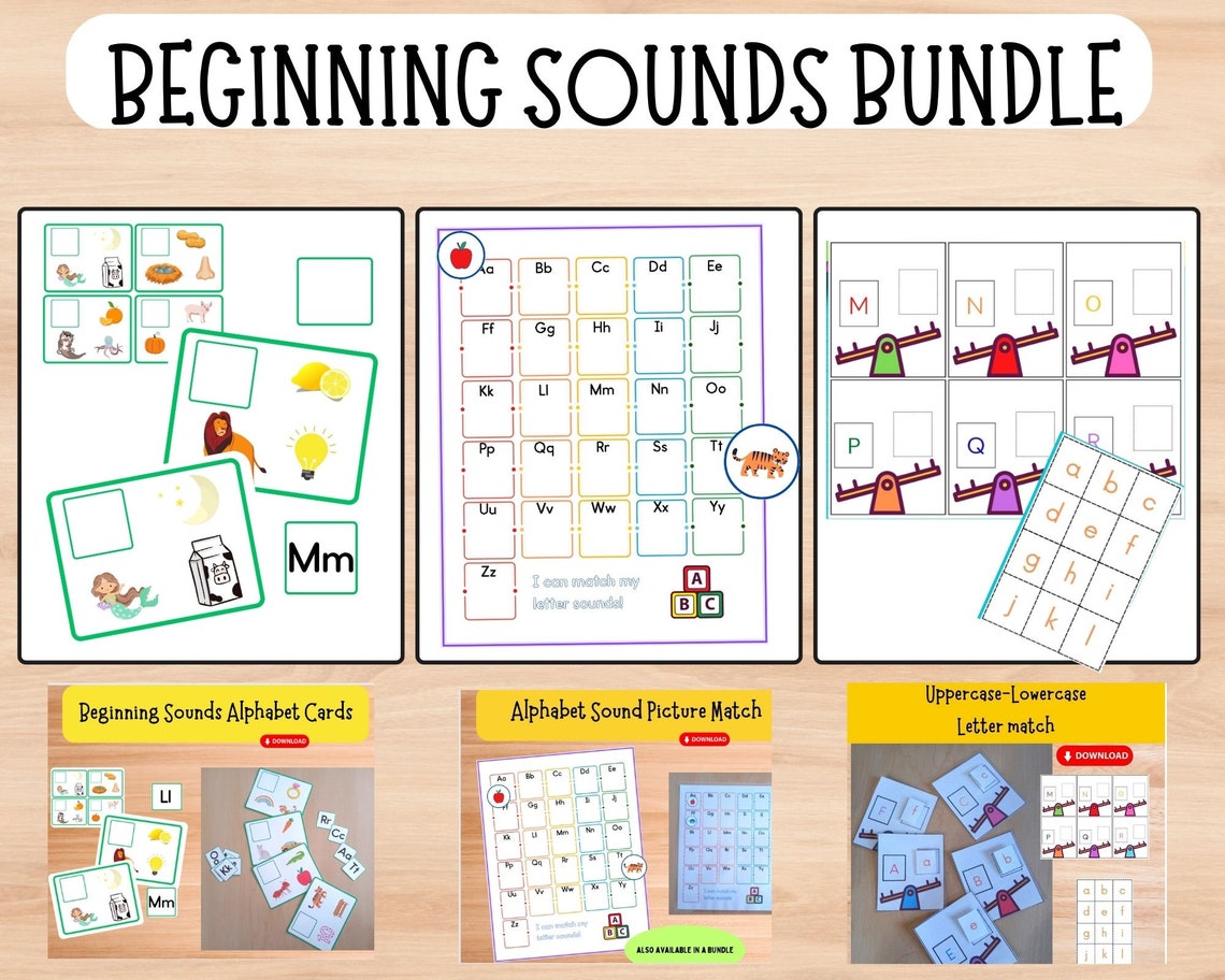 Beginning Letter Sound Game, Cards, and Uppercase to Lowercase Matching ...