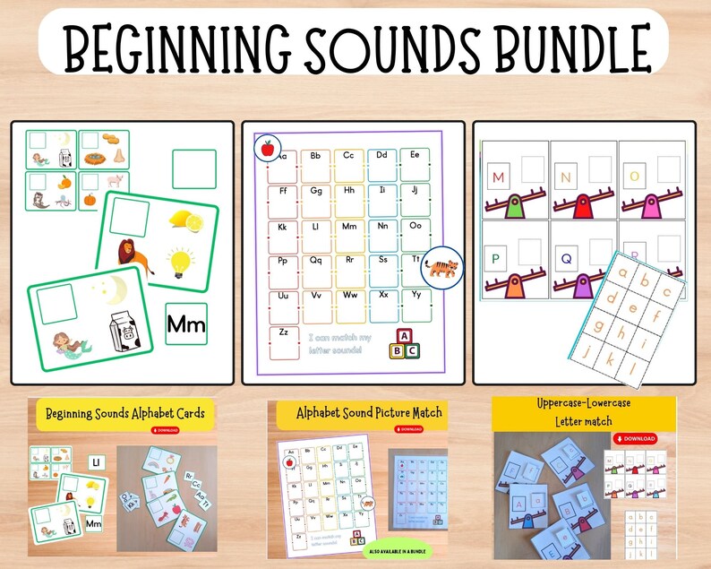 Beginning Letter Sound Game, Cards, and Uppercase to Lowercase Matching ...