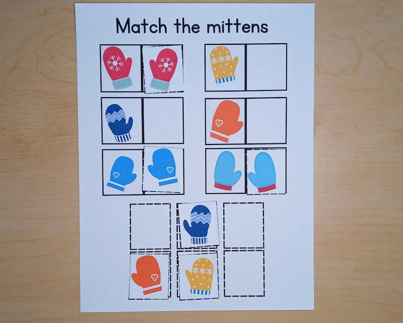 Matching Activity for Preschool and Kindergarten- Mitten Theme ...