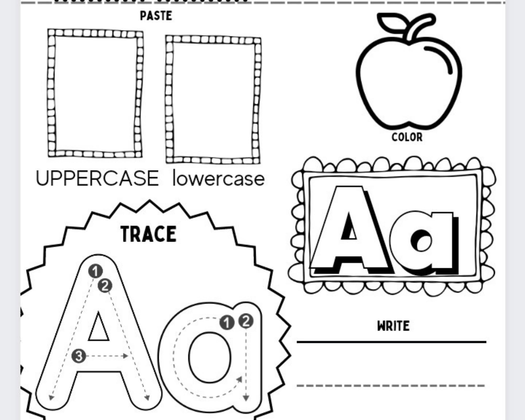 Alphabet Worksheets- Cut, Paste, Match, and Playdough Mat. for ...