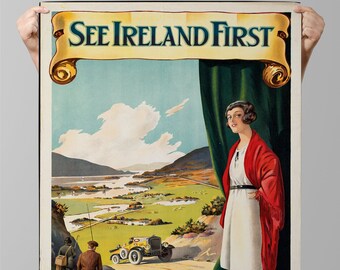 Travel Round the Globe but First See Ireland Travel Poster, Premium ...