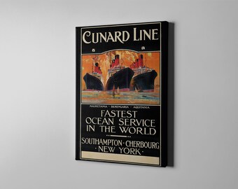 RMS Lusitania CUNARD LINES New Retro Ship Poster Ocean Liner Travel Art ...