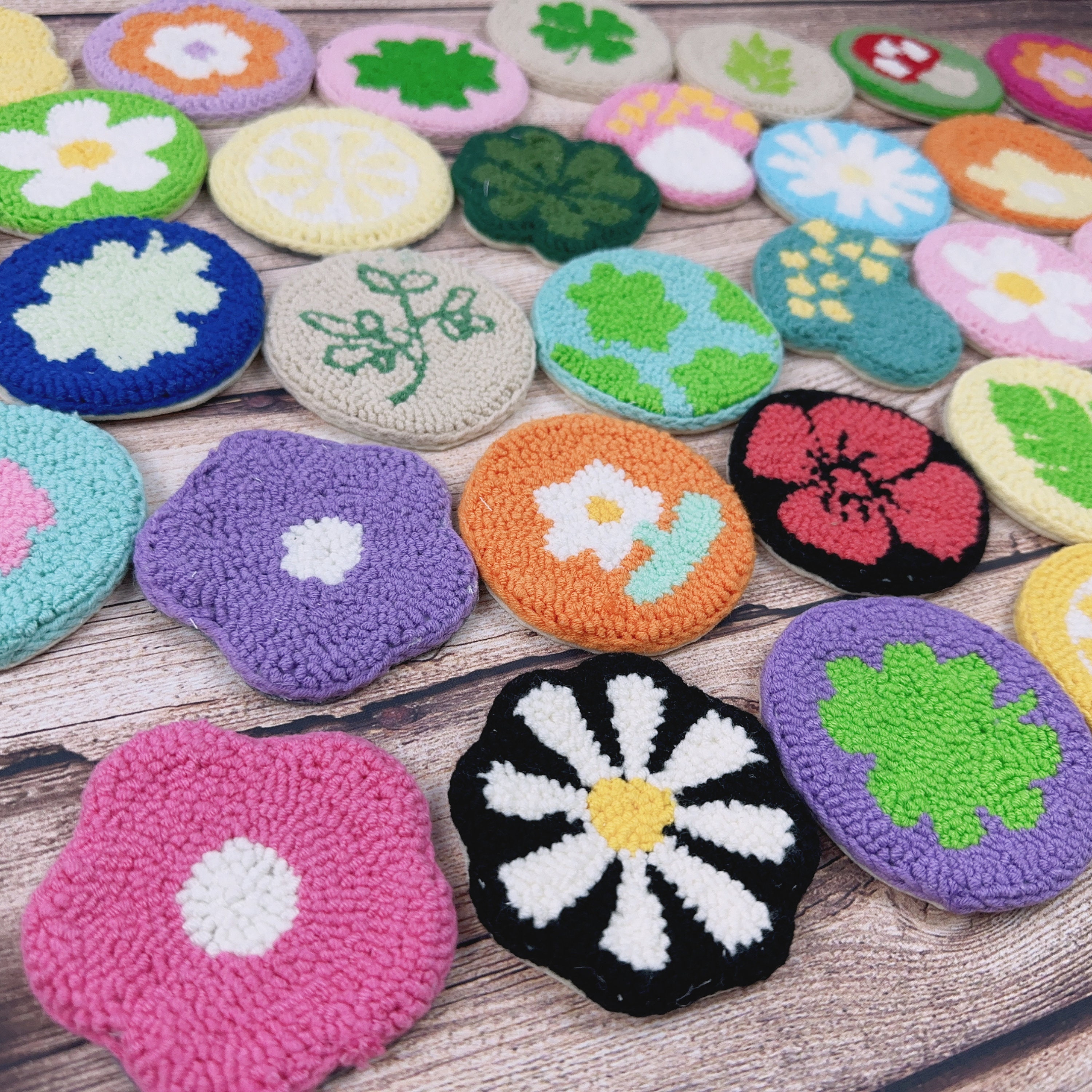 Set of 2 Punch Needle Car Coaster,y2k Punch Needle Mug Rugs,car ...
