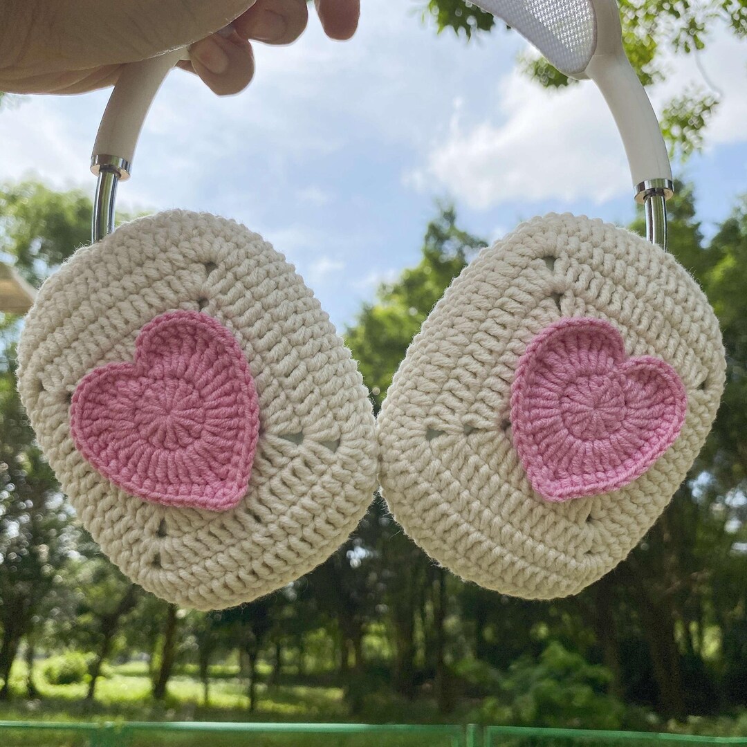 Crochet Heart Airpods Max Headphone Covers,pink Heart Design,airpods ...