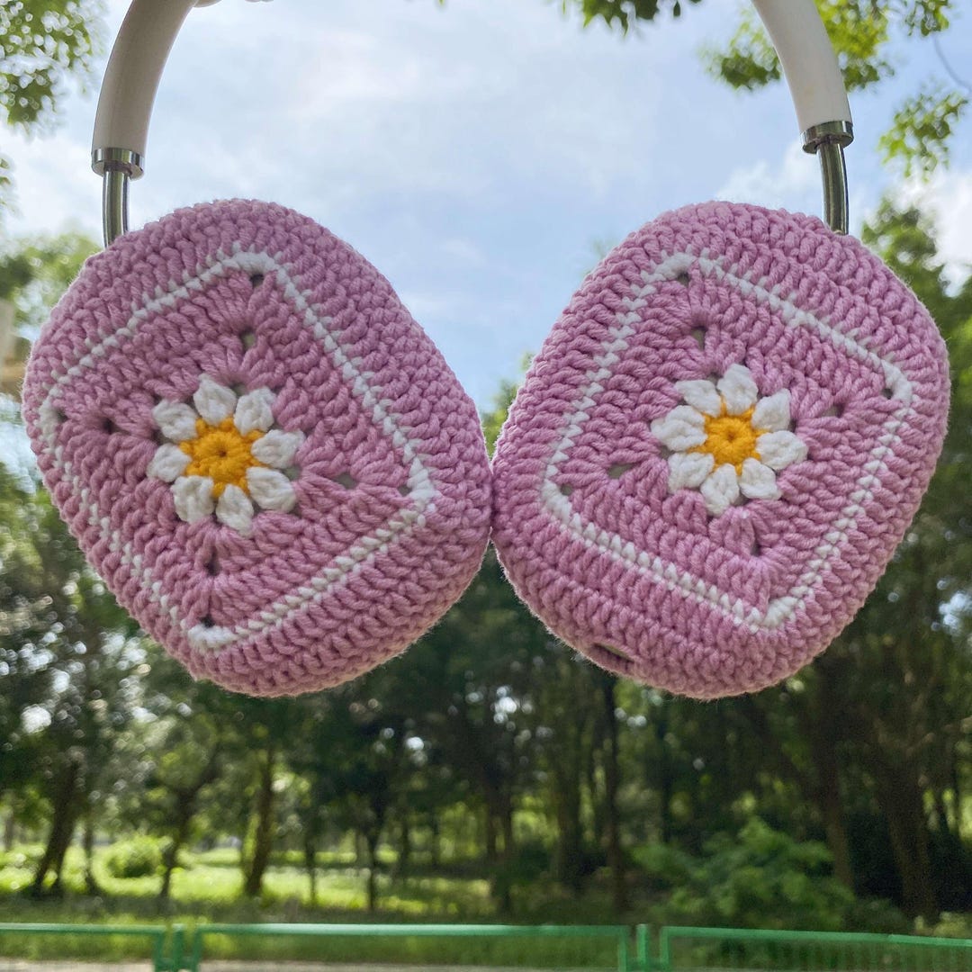 Pink Daisy Crochet Airpods Max Headphone Covers,woman Headphones ...