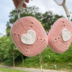 Crochet Heart Airpods Max Headphone Covers,pink Heart Design,airpods ...