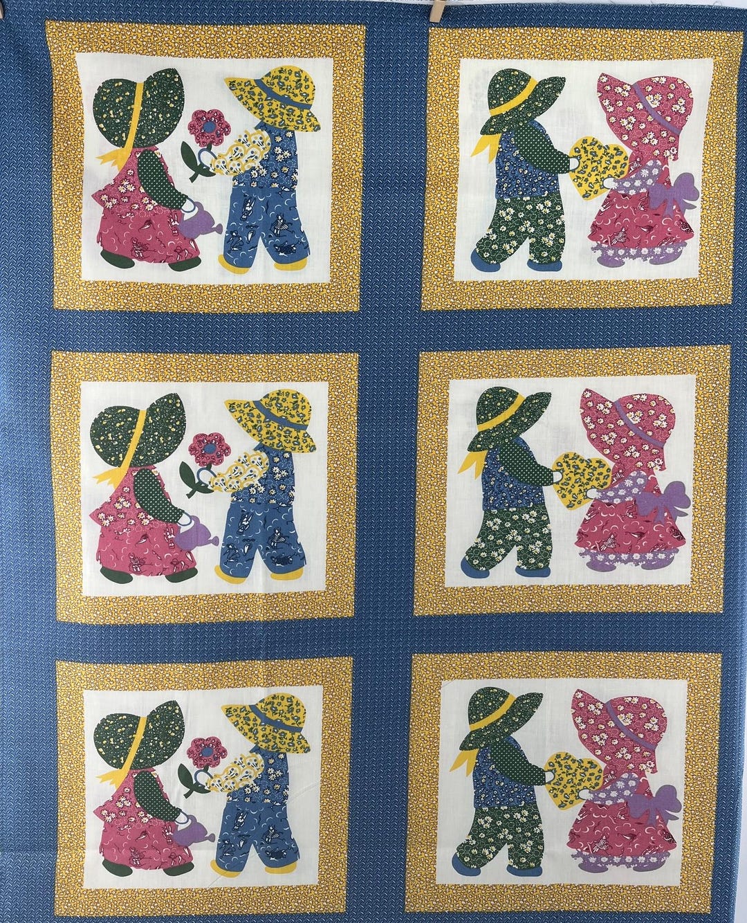 Vintage 6 Block Panel of Sunbonnet Sue & Overall Sam - Etsy