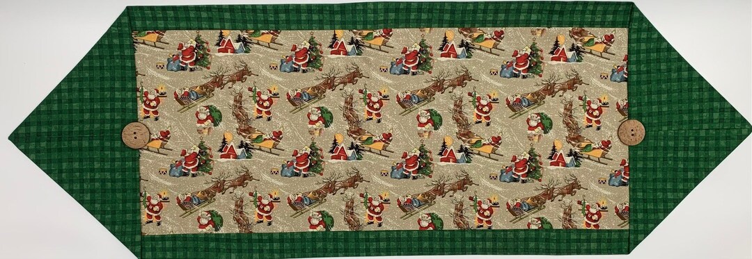 Santa and the Reindeer Table Runner - Etsy