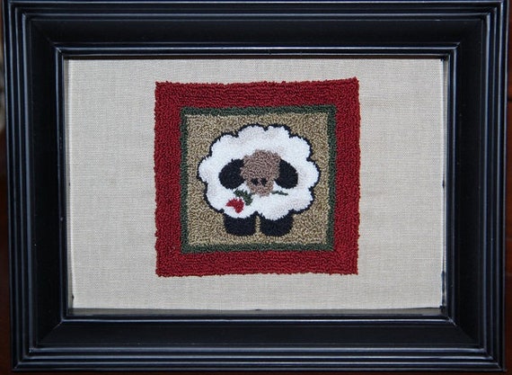 Plump Sheep Punch Needle Artwork in Black Frame - Etsy