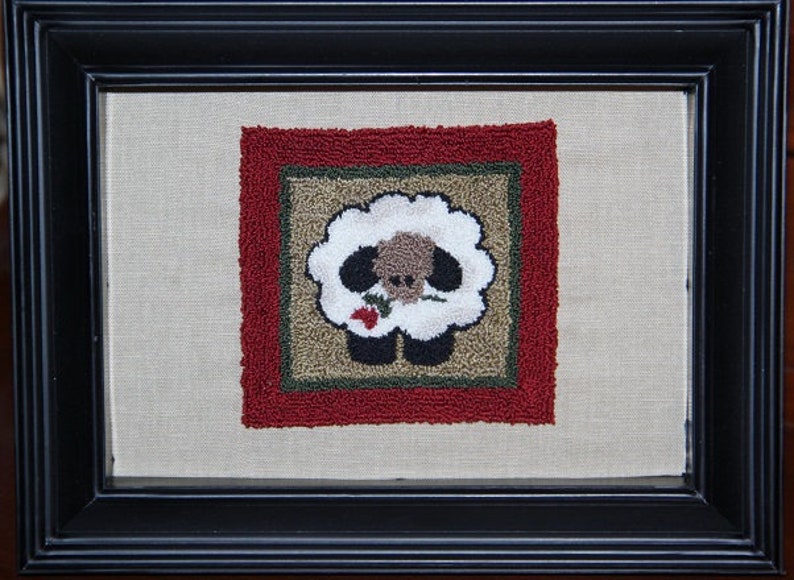Plump Sheep Punch Needle Artwork in Black Frame - Etsy