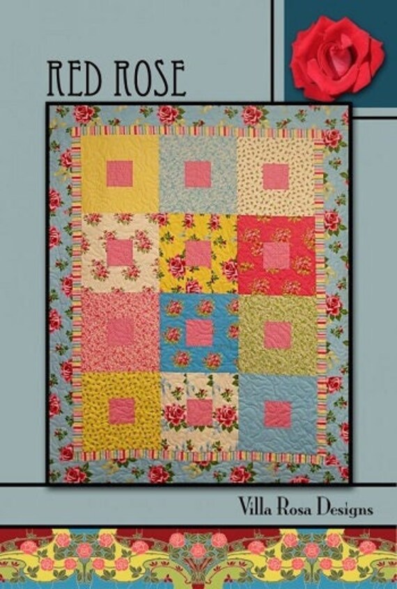 Villa Rosa Red Rose Quilt Pattern Card - Etsy