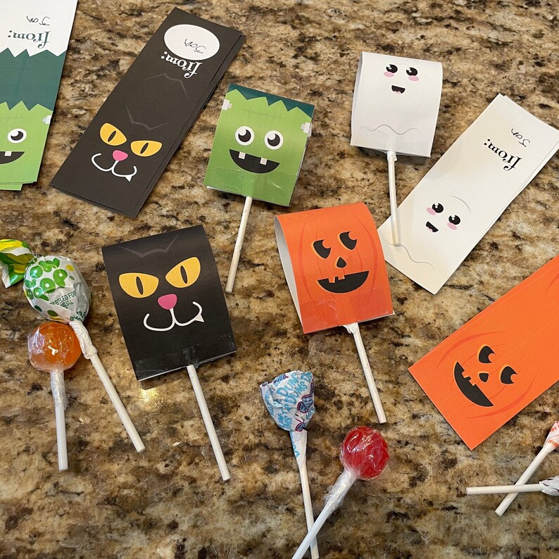 Cute Printable Halloween Lollipop Wraps, Trick or Treat Character Candy ...