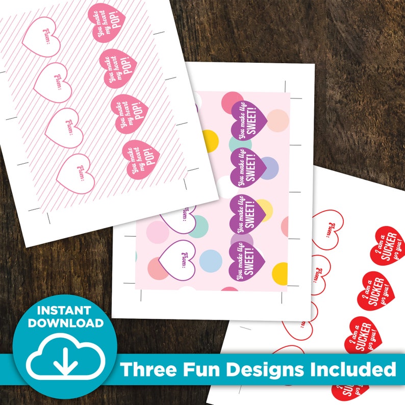 Cute Printable Lollipop Valentine, Valentine's Day Candy Exchange ...