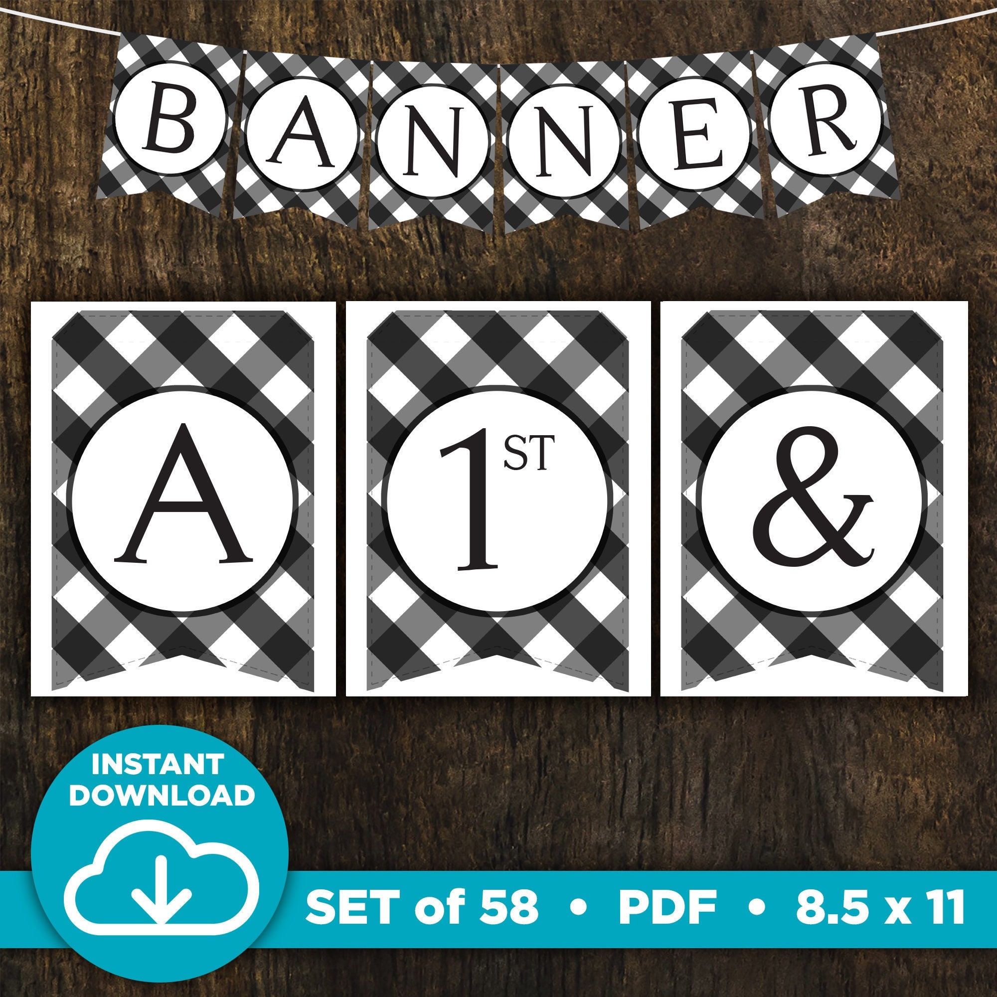 Buffalo Plaid Printable Banner, Christmas, Thanksgiving Fall Decor ...