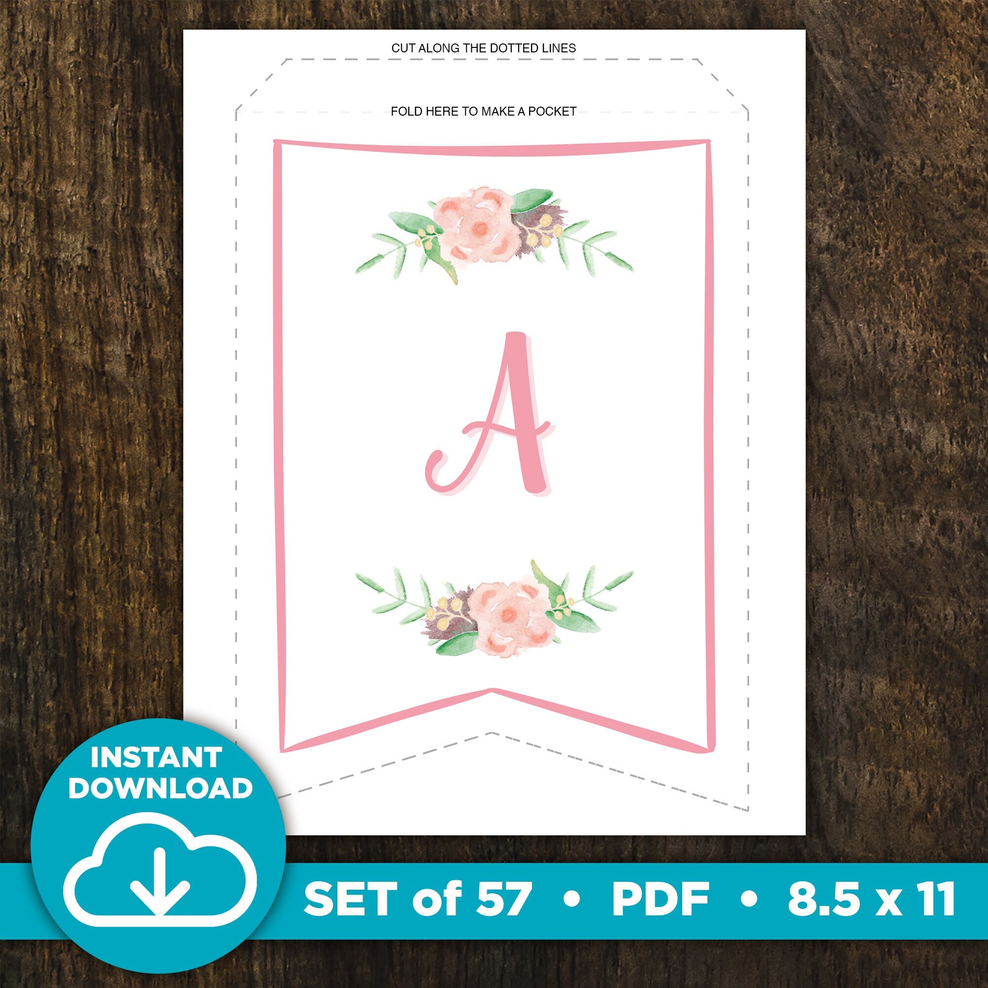 Floral Printable DIY Banner, Customizable Mother's Day Decor, Baby ...