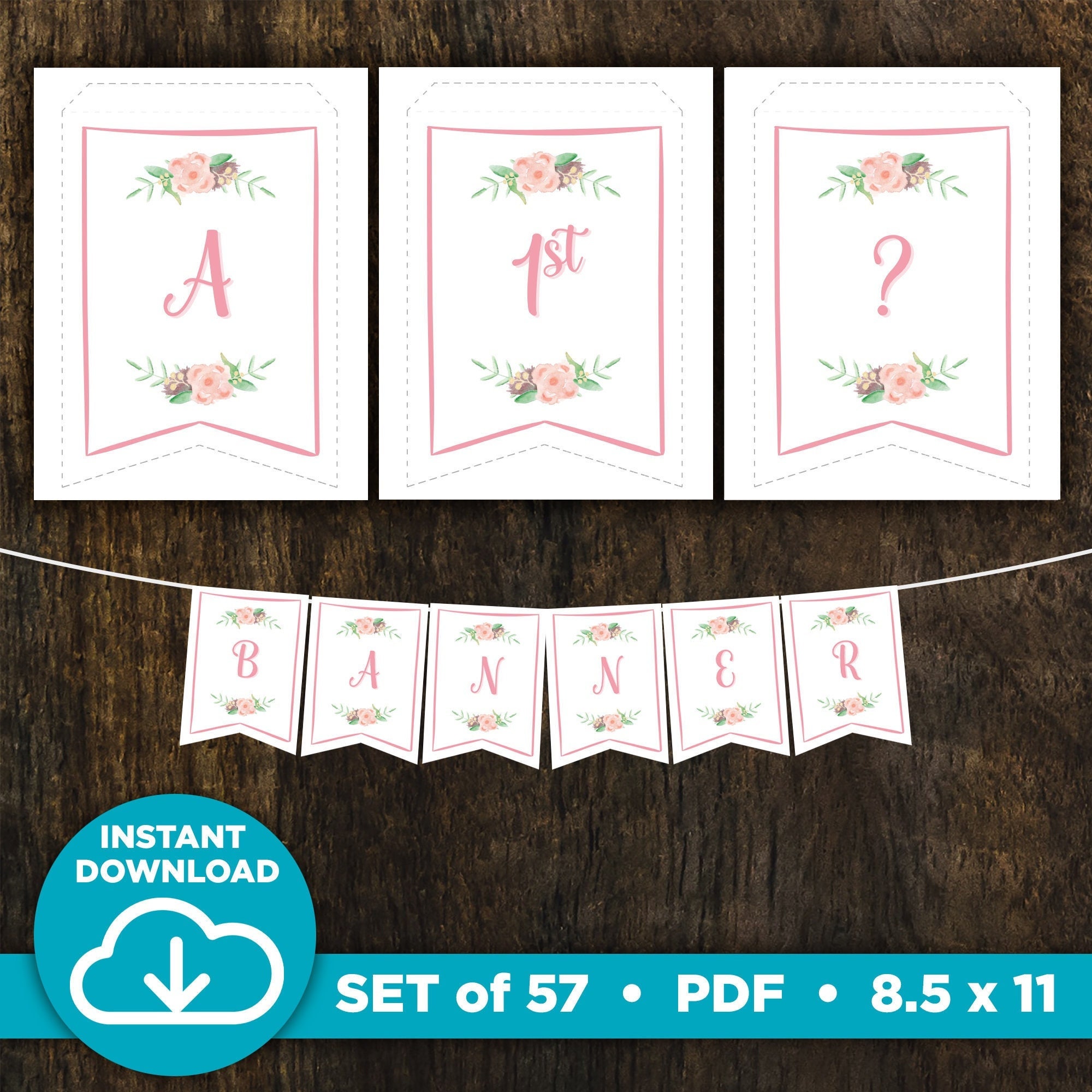 Floral Printable DIY Banner, Customizable Mother's Day Decor, Baby ...