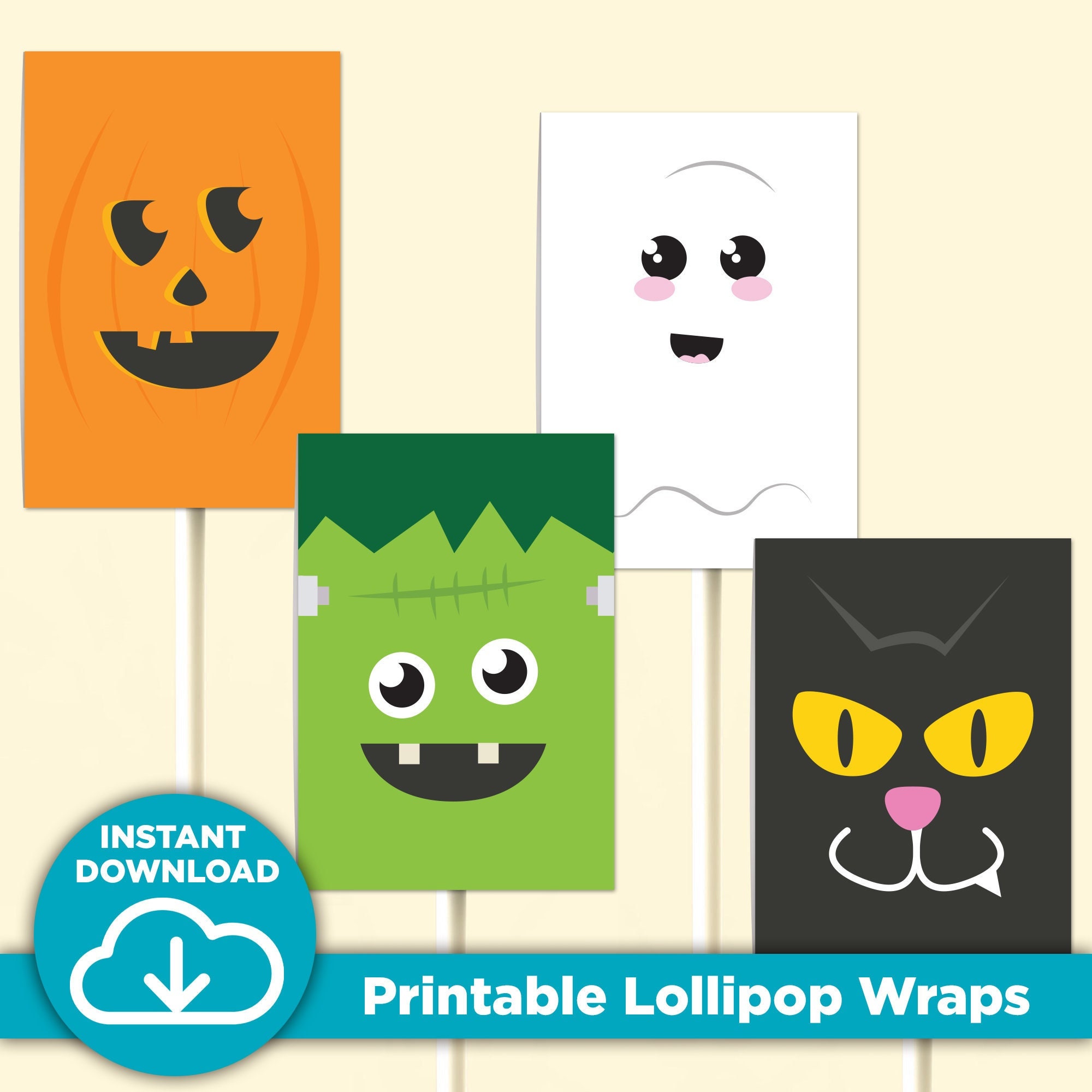 Cute Printable Halloween Lollipop Wraps, Trick or Treat Character Candy ...