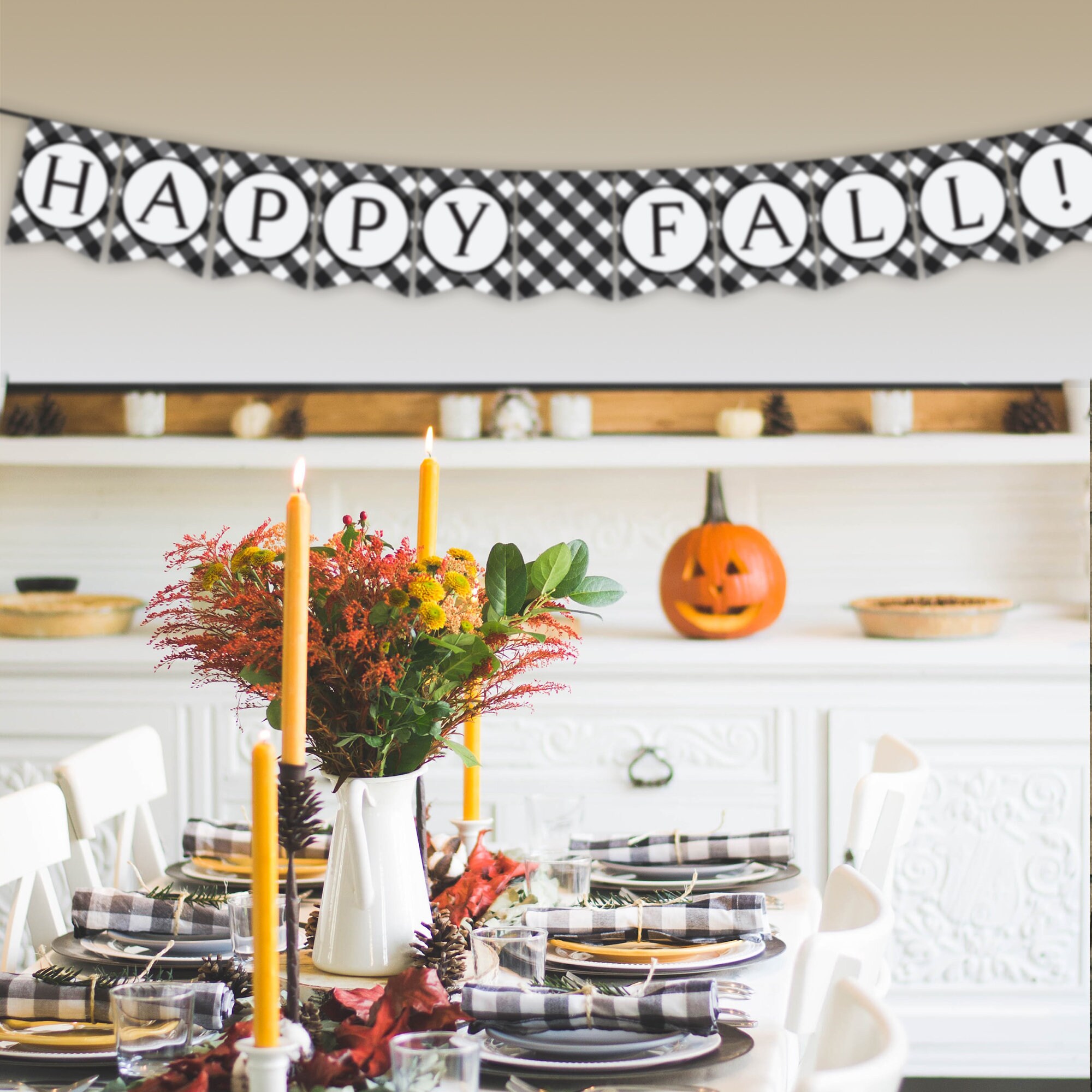 Buffalo Plaid Printable Banner, Christmas, Thanksgiving Fall Decor ...
