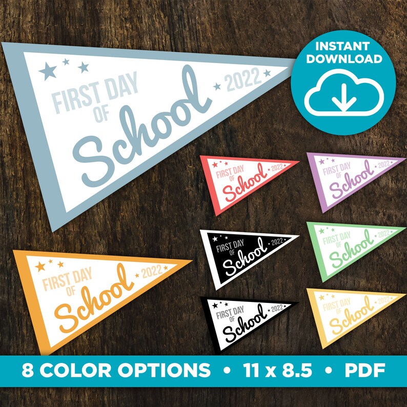 First Day of School Pennant / Printable 1st Day Flag / Instant - Etsy