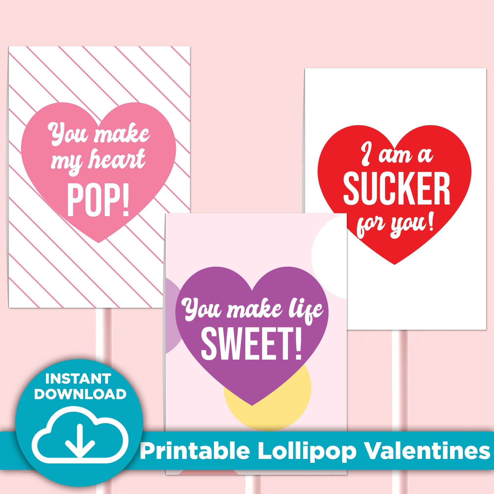 Cute Printable Lollipop Valentine, Valentine's Day Candy Exchange ...