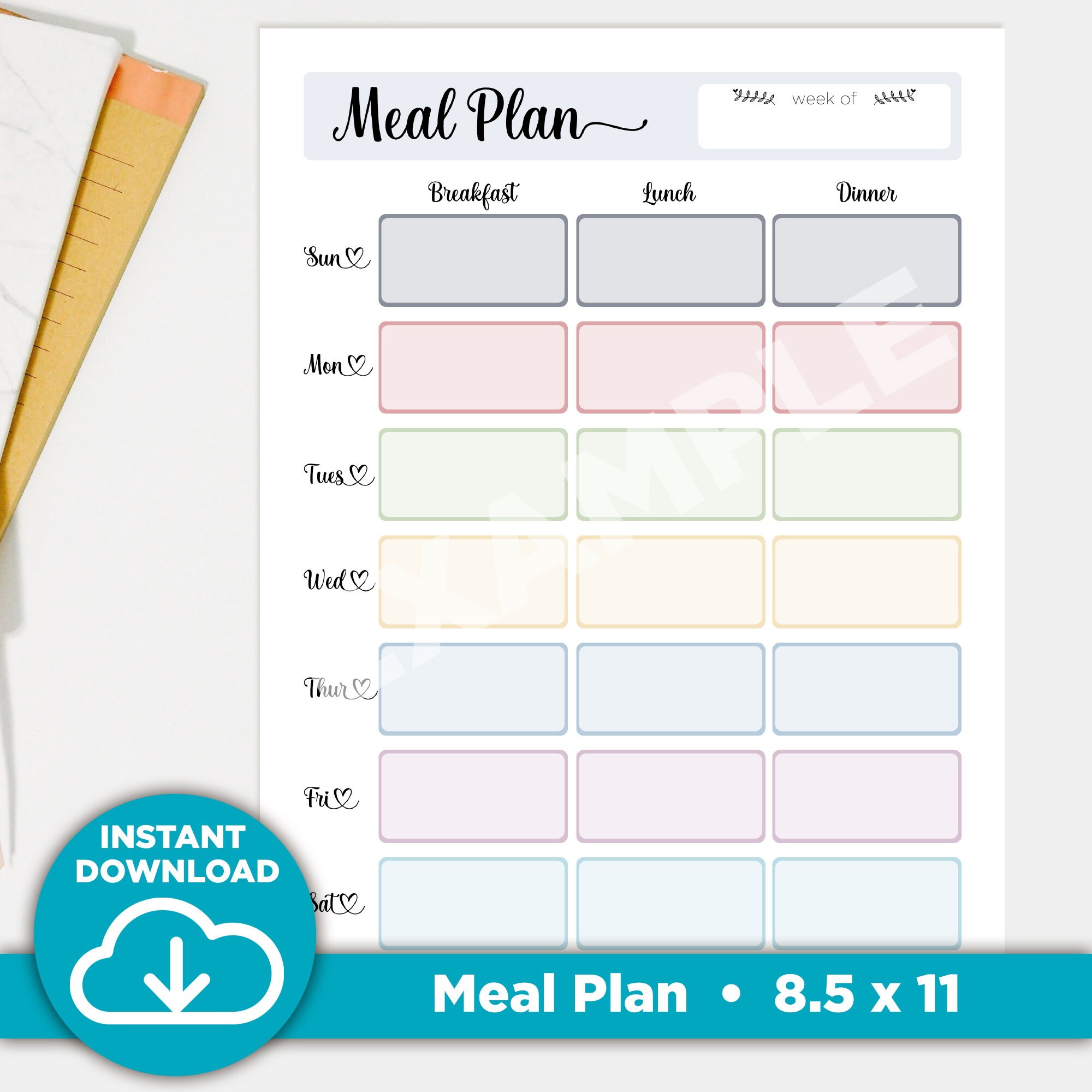 Printable Meal Planner Bundle Monthly Plan Weekly Prep & - Etsy