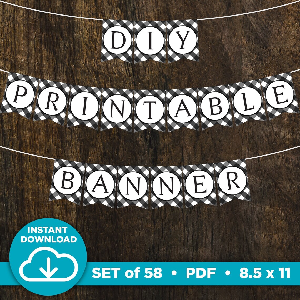 Buffalo Plaid Printable Banner Christmas Birthday Party - Etsy