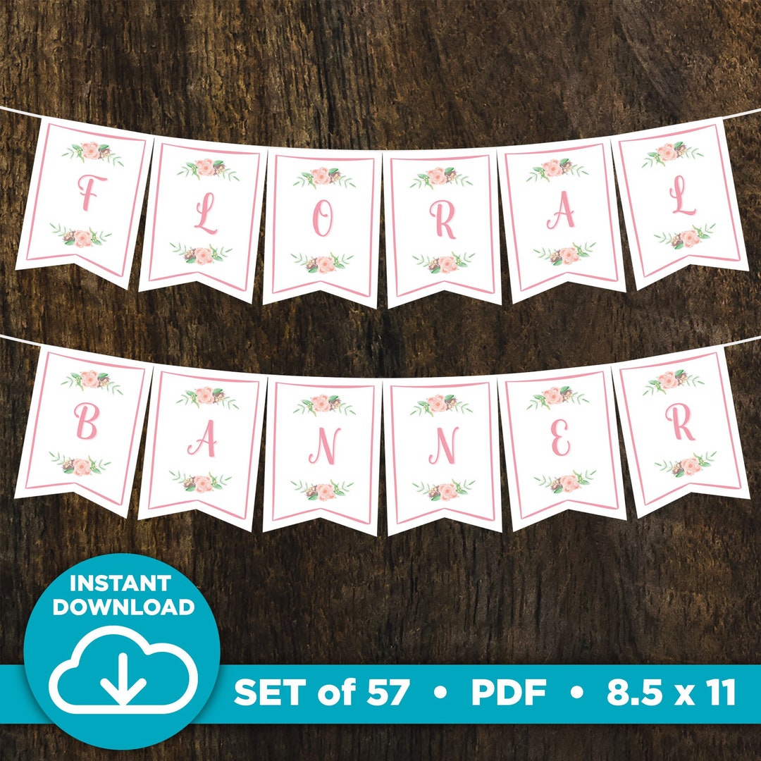Floral Printable DIY Banner, Customizable Mother's Day Decor, Baby ...