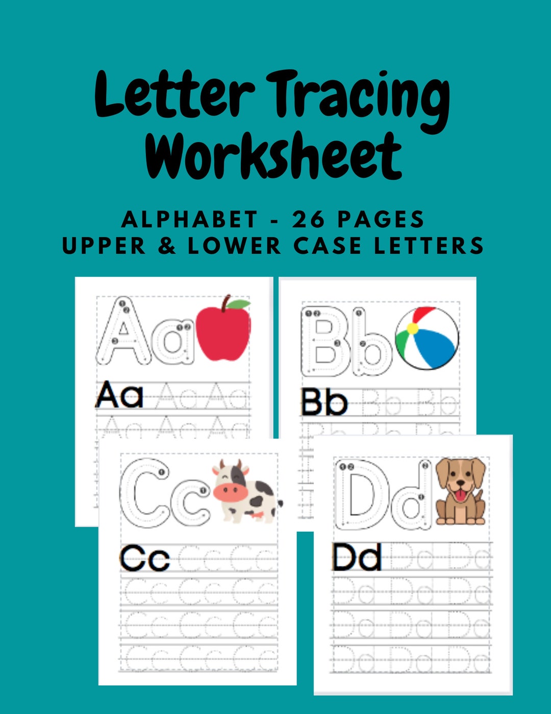 Learning My Letters 26 Page Letter Tracing Worksheet - Etsy