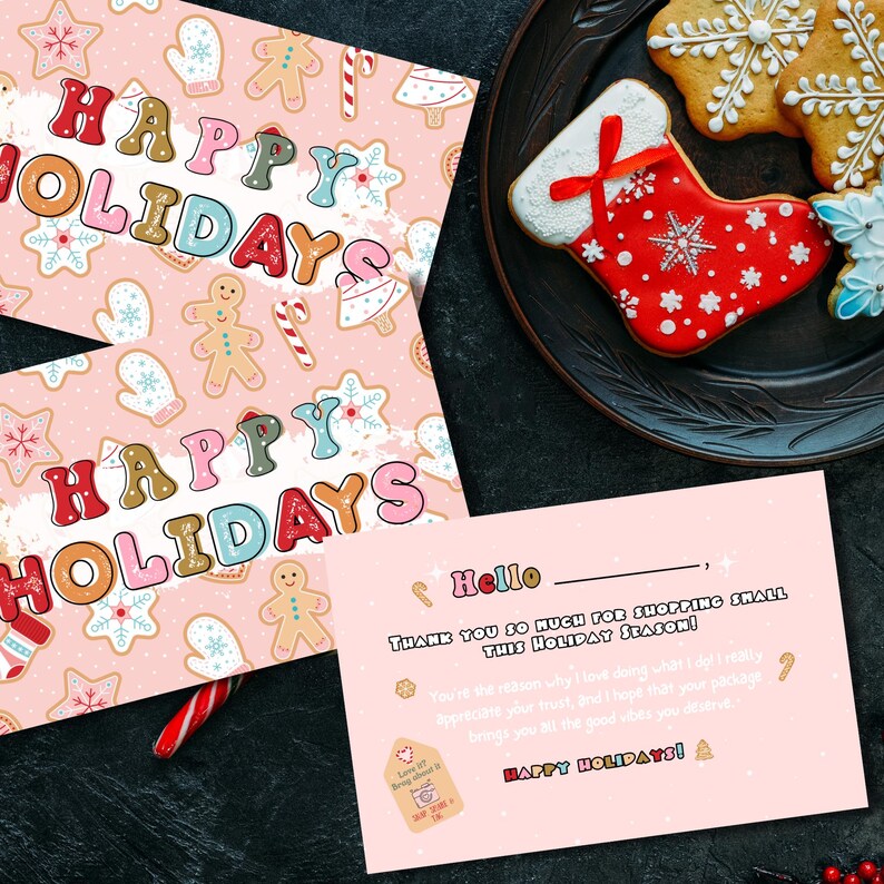 Gingerbread Happy Holidays Thank You Cards for Small Business, Insert ...