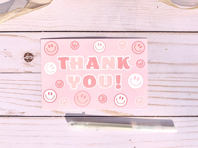 Groovy Thank You Cards Smiley Face Spring Summer Packaging Cards for ...