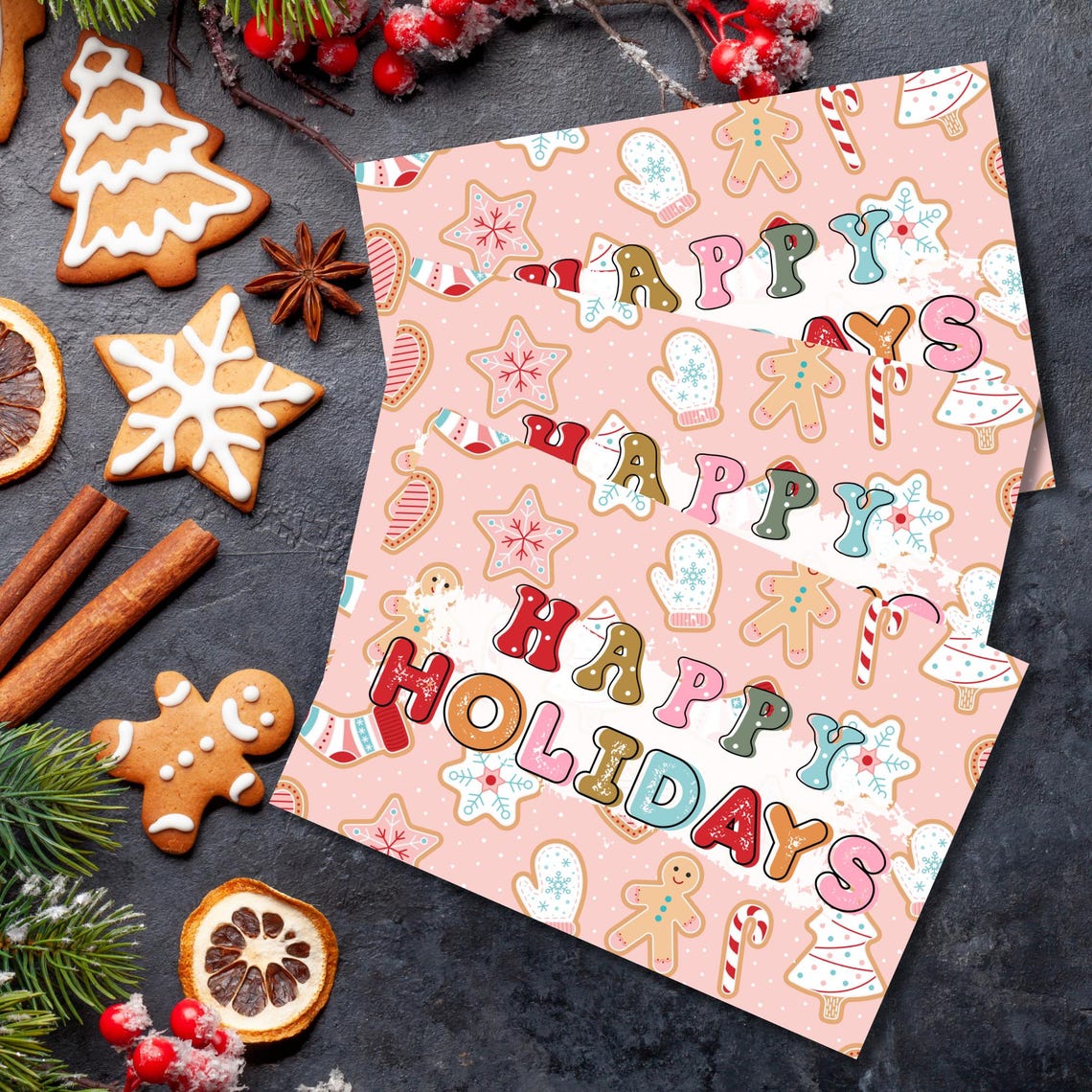 Gingerbread Happy Holidays Thank You Cards for Small Business, Insert ...