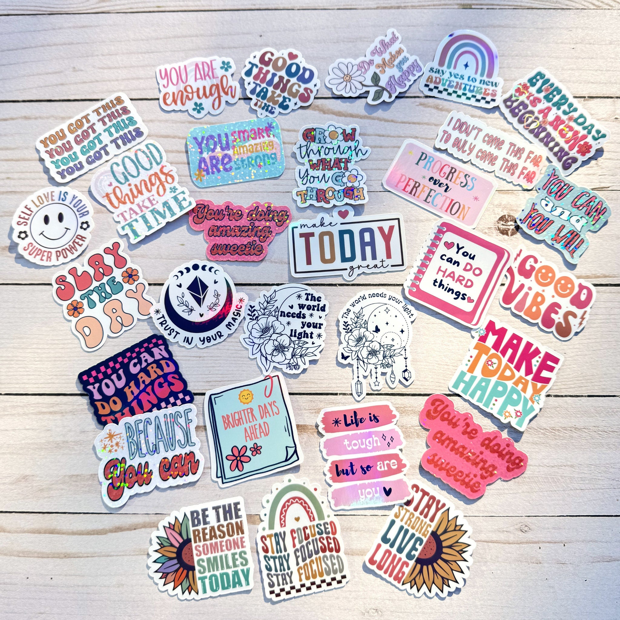 Holographic Motivational Sticker Pack, Waterproof Vinyl Sticker Pack ...