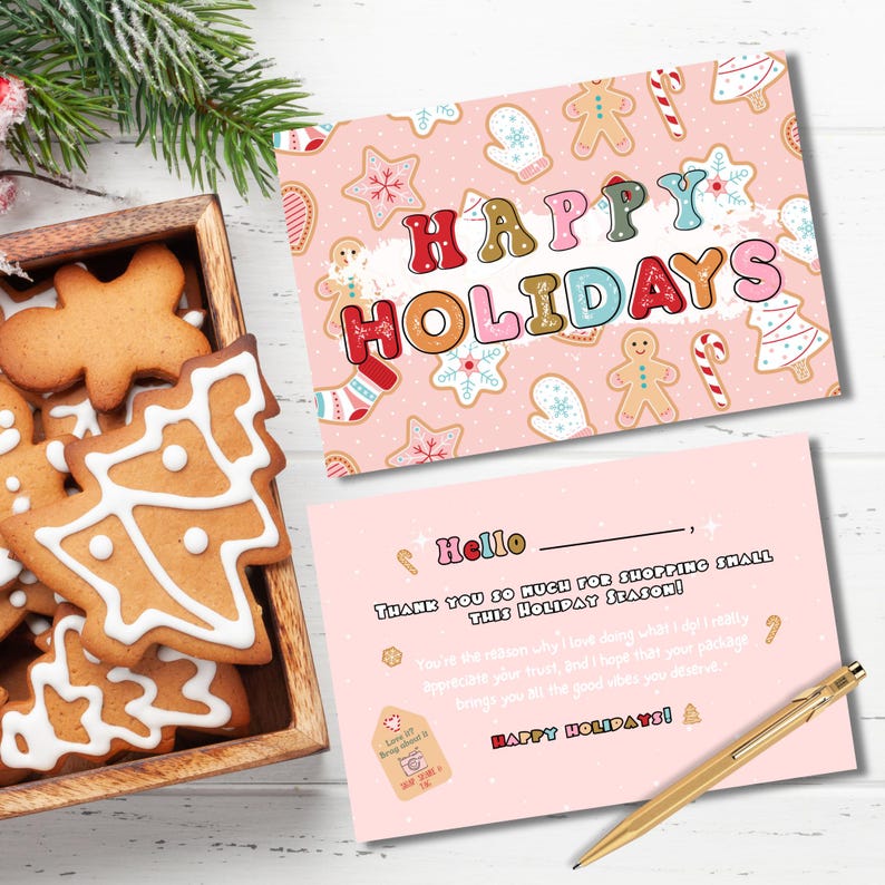 Gingerbread Happy Holidays Thank You Cards for Small Business, Insert ...