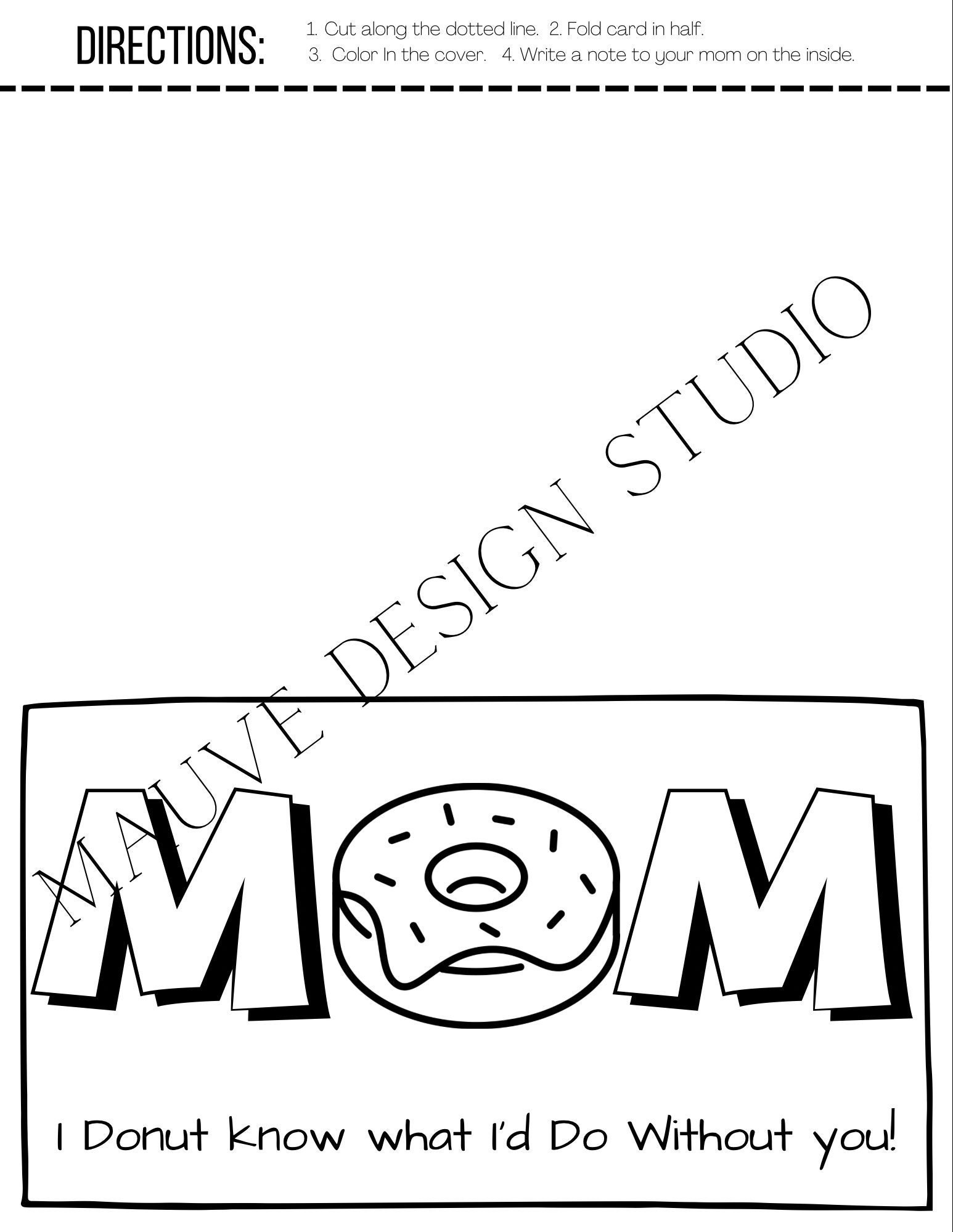 Printable Donut Mother’s Day Card Kids Color - Etsy