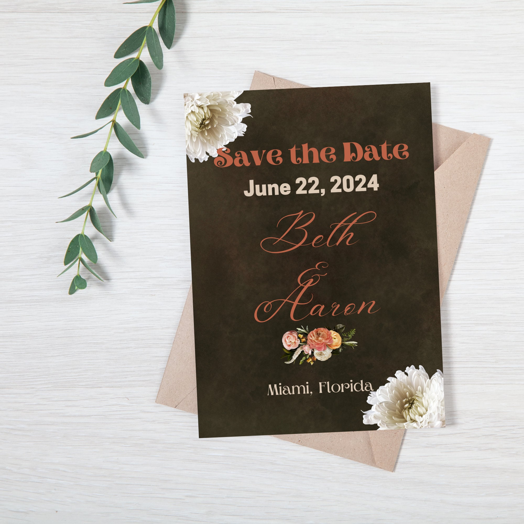 Brown Save the Date Wedding Template, Save the Date Postcard Template ...