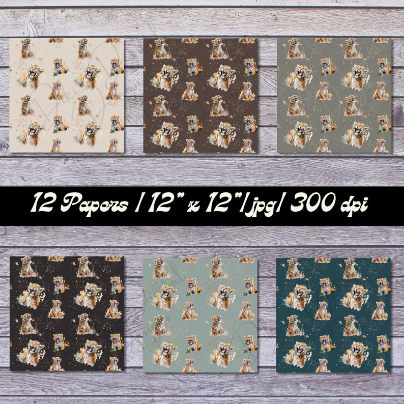 Laughing Big Cat Seamless Digital Paper 12-pack, Lion Scrapbooking ...