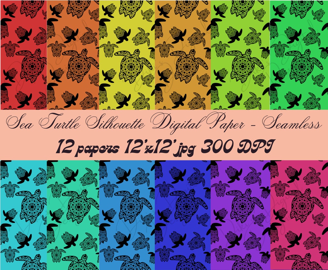 Sea Turtle Digital Paper 12-pack, Seamless Paper Pack, Printable ...