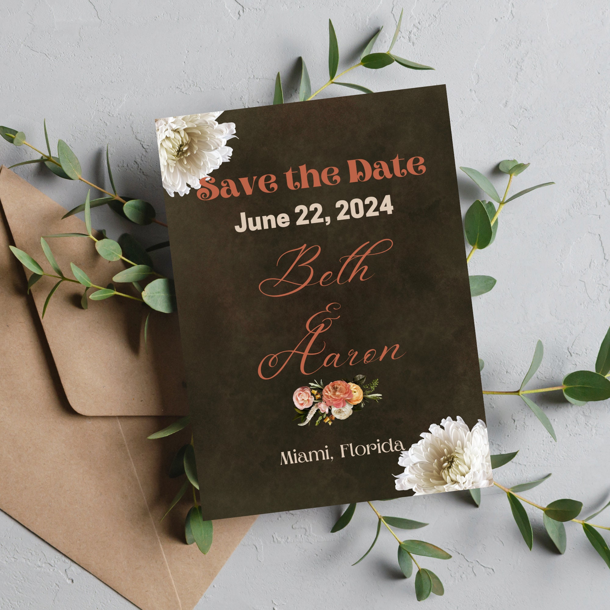 Brown Save the Date Wedding Template, Save the Date Postcard Template ...
