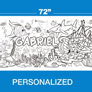 LARGE OCEAN Underwater Birthday Coloring Sheet Customized GIANT Under ...