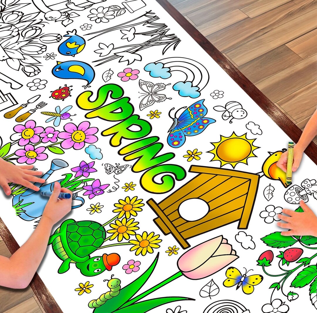 LARGE Spring Time Coloring Sheet | Customized GIANT Spring Season ...