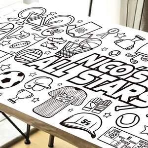 LARGE All-star Sports Birthday Coloring Sheet | Customized GIANT SPORTS ...