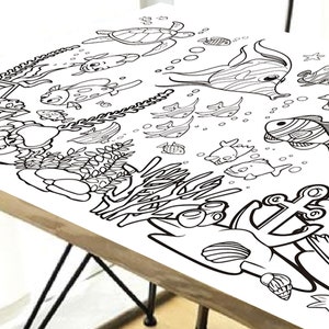 LARGE OCEAN Underwater Birthday Coloring Sheet | Customized GIANT Under ...