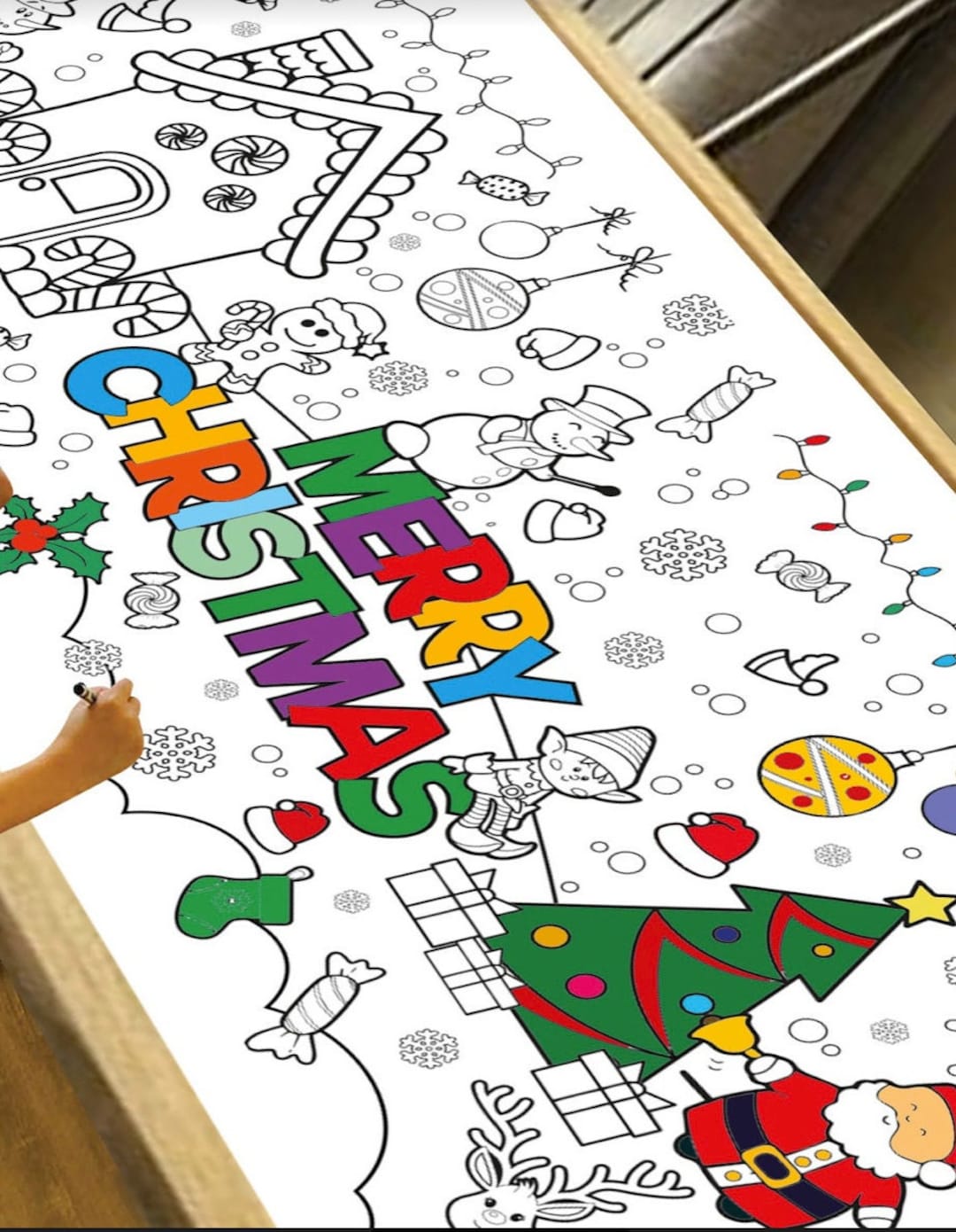 LARGE Merry Christmas Coloring Sheet | Customized GIANT Holiday ...