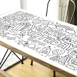 LARGE Happy Birthday Fun Coloring Poster | Customized Birthday Coloring ...