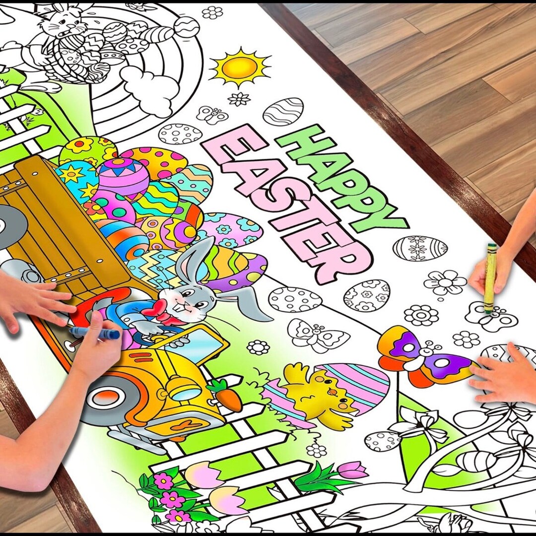 LARGE Happy Easter Coloring Sheet | Customized GIANT EASTER Coloring ...