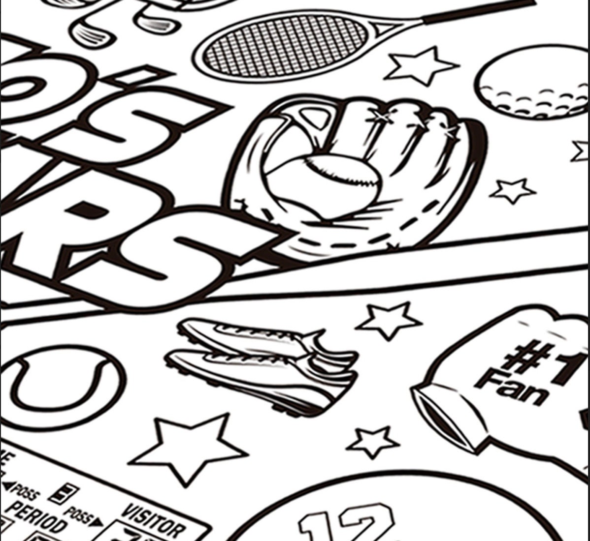 LARGE All-star Sports Birthday Coloring Sheet | Customized GIANT SPORTS ...