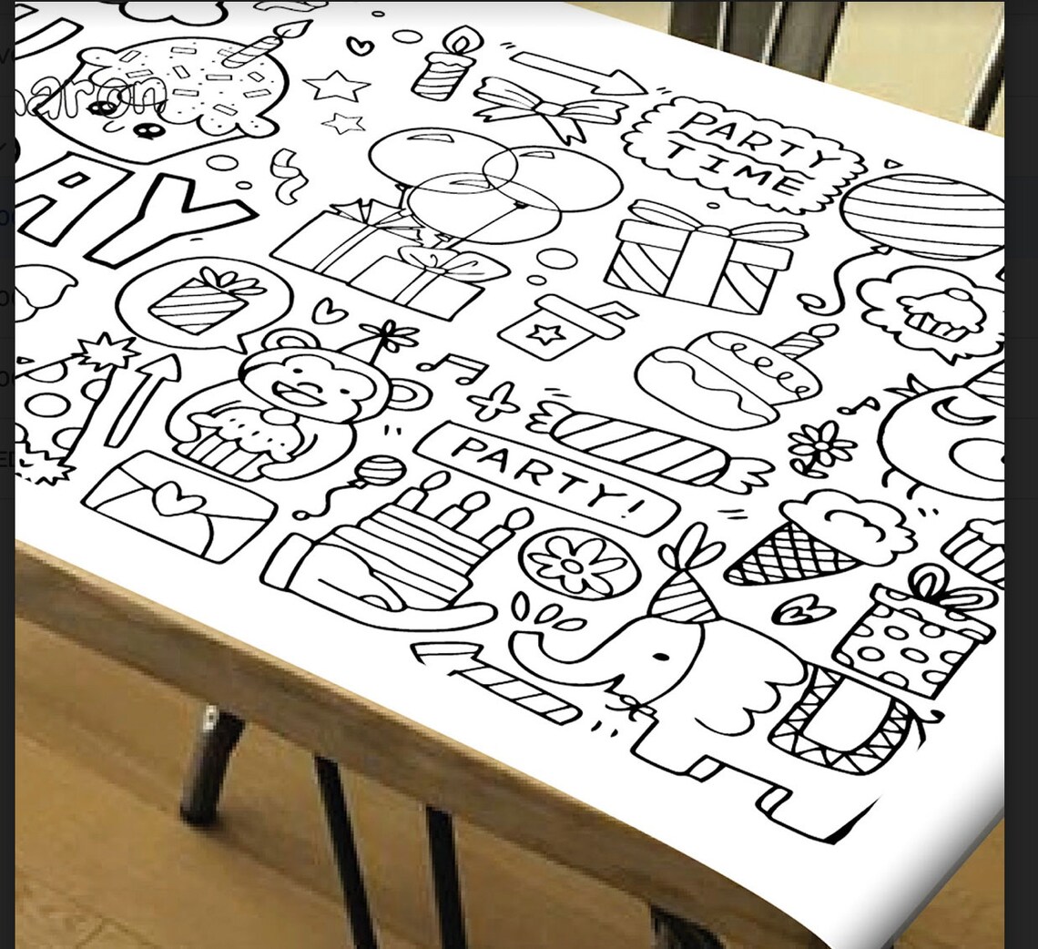 LARGE Happy Birthday Fun Coloring Poster | Customized Birthday Coloring ...