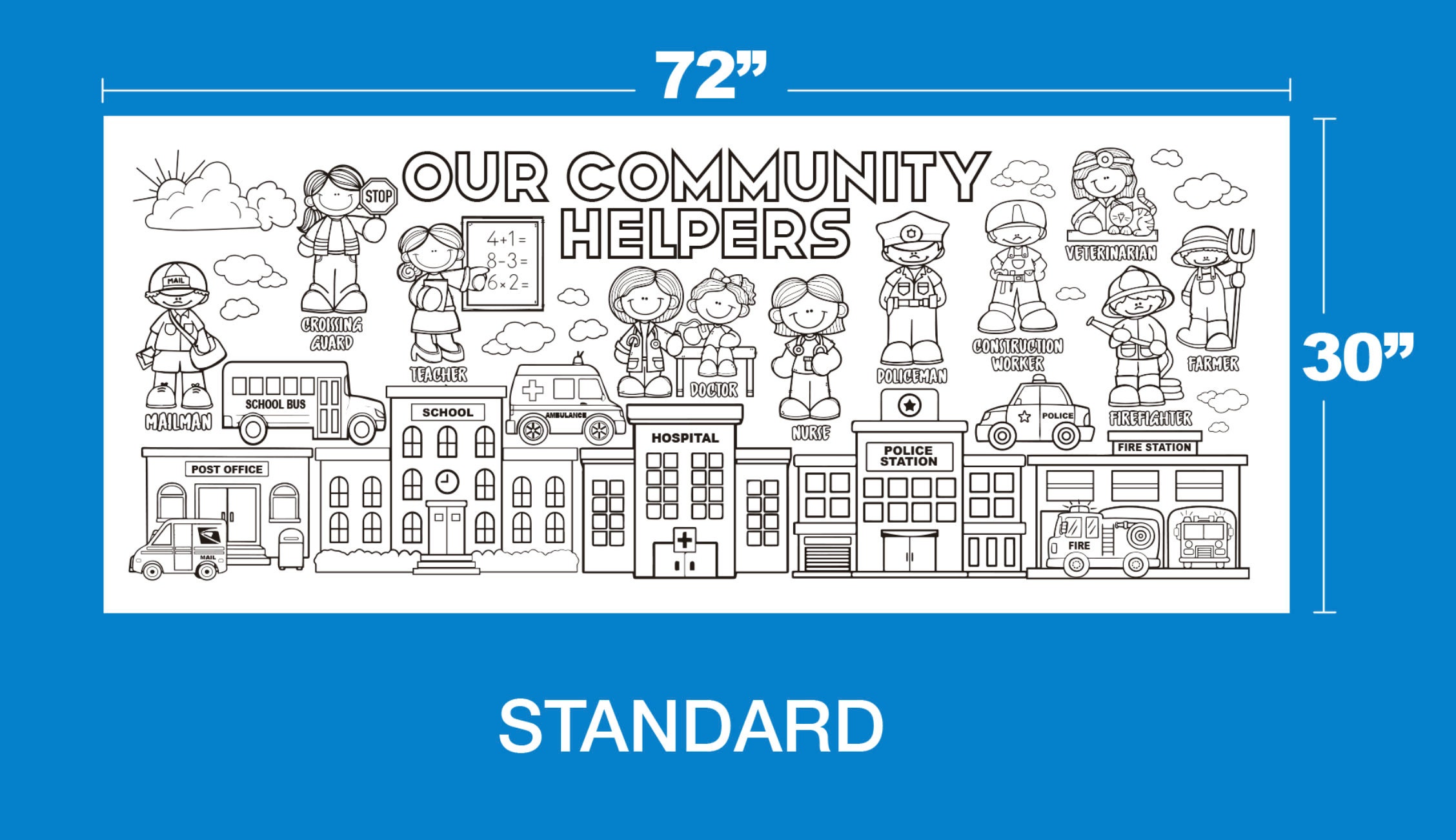 LARGE Community Helpers Coloring Sheet Customized GIANT Community ...